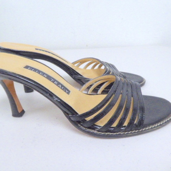 Ellen Tracy | Shoes | Ellen Tracy Italy Patent Strappy Heels Slides ...